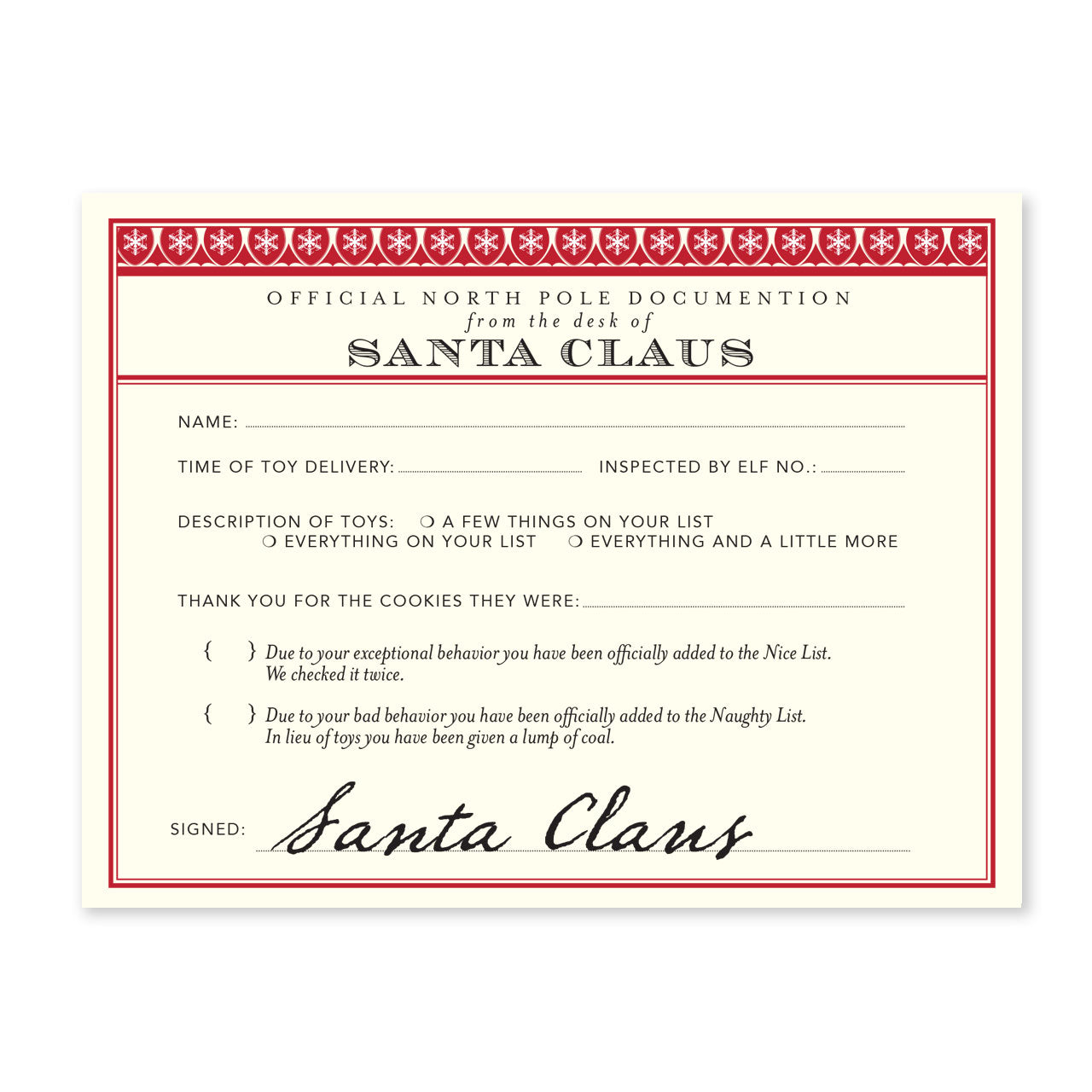Santa Claus Receipt Notecard Set – Tiramisu Paperie